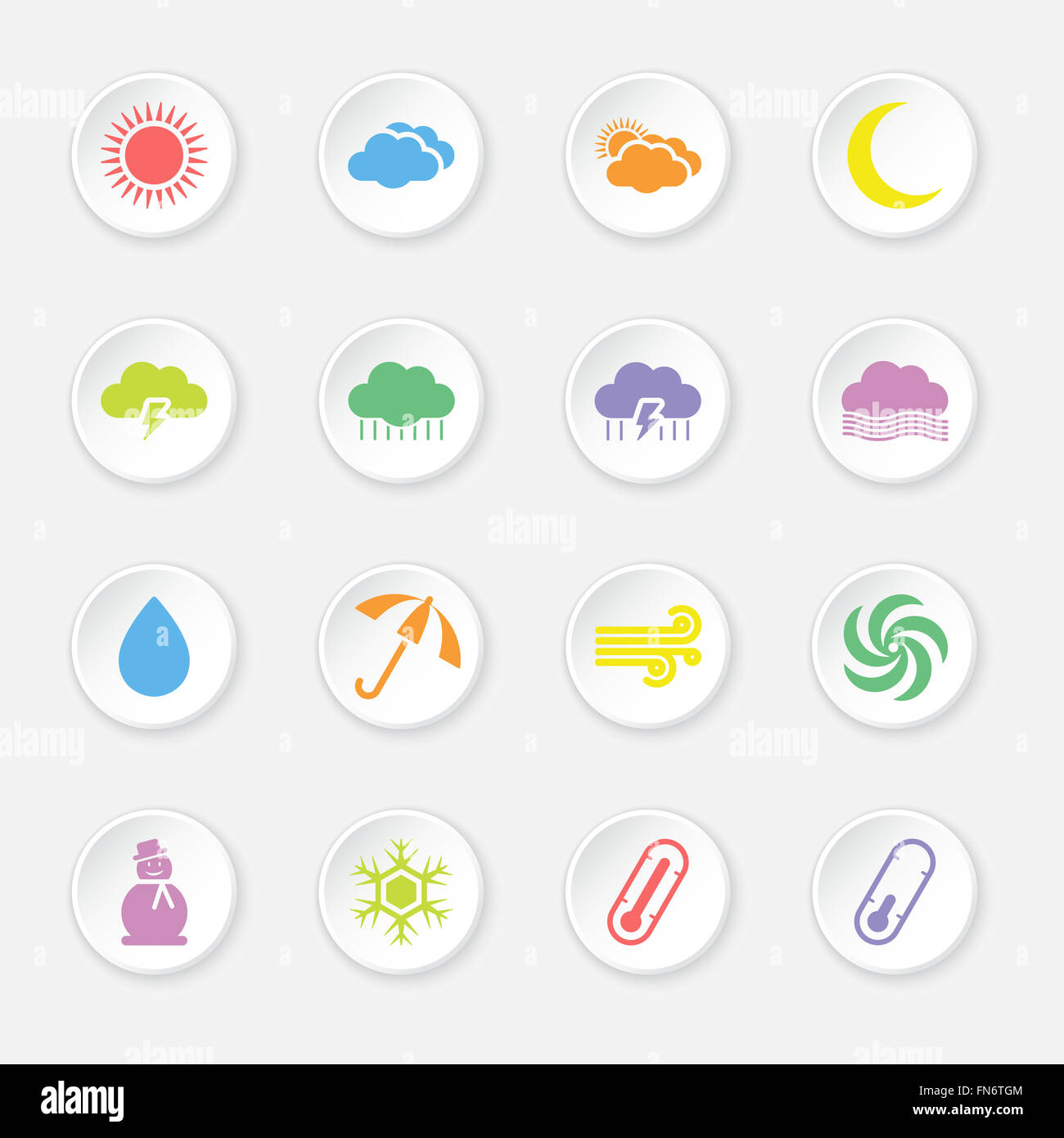 [JPEG] colorful flat weather icon set on circle button for web, UI ...