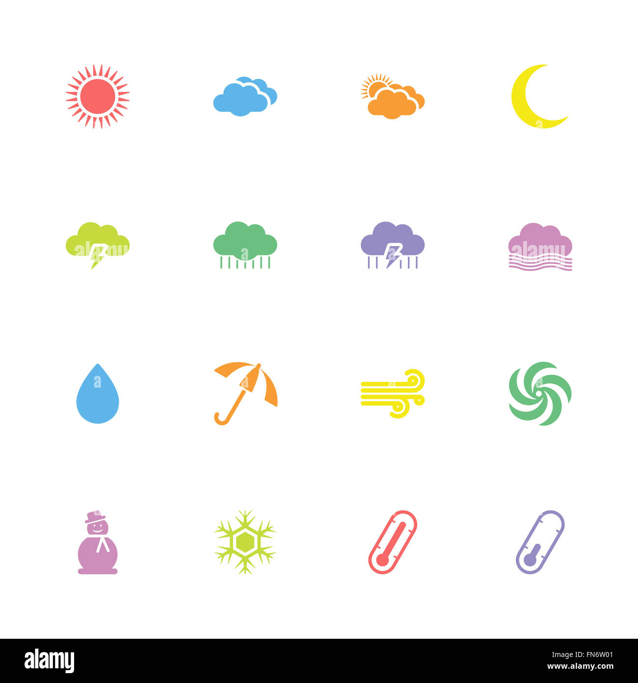 [JPEG] colorful simple flat weather icon set for web, UI, infographic ...