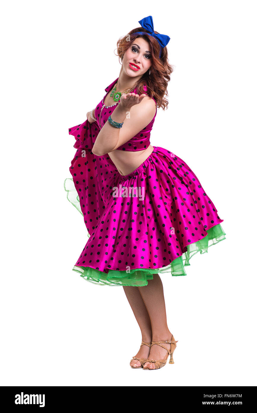 Disco dancer showing some movements against isolated white Stock Photo ...