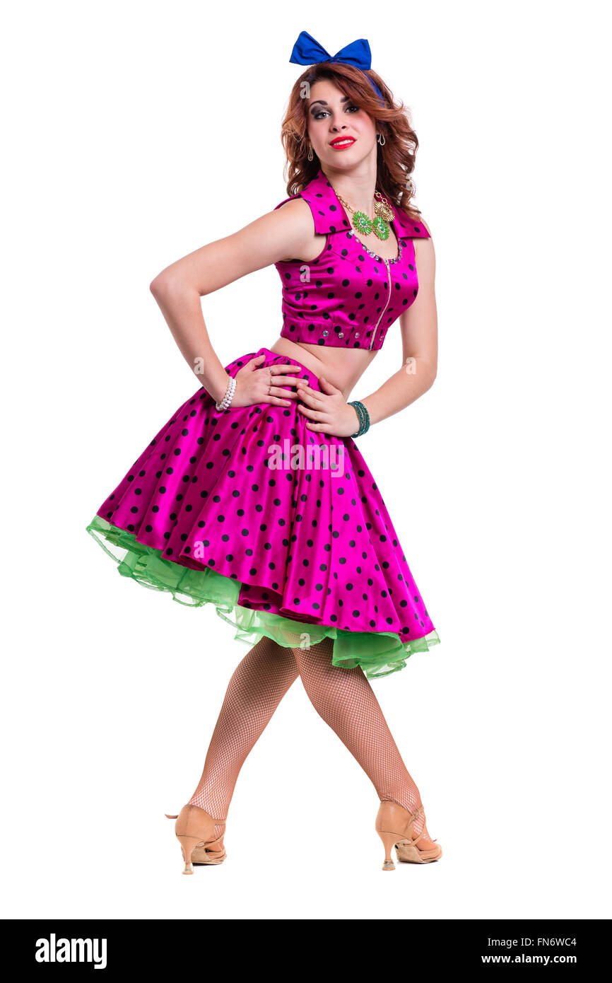 Disco dancer showing some movements against isolated white Stock Photo ...