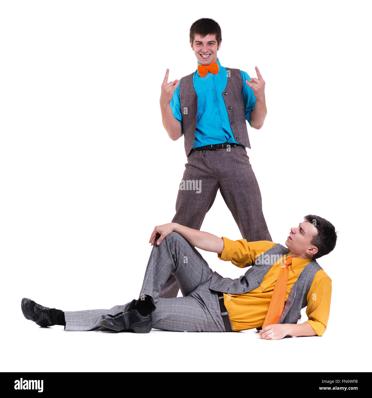 Disco dancers showing some movements against isolated white Stock Photo ...