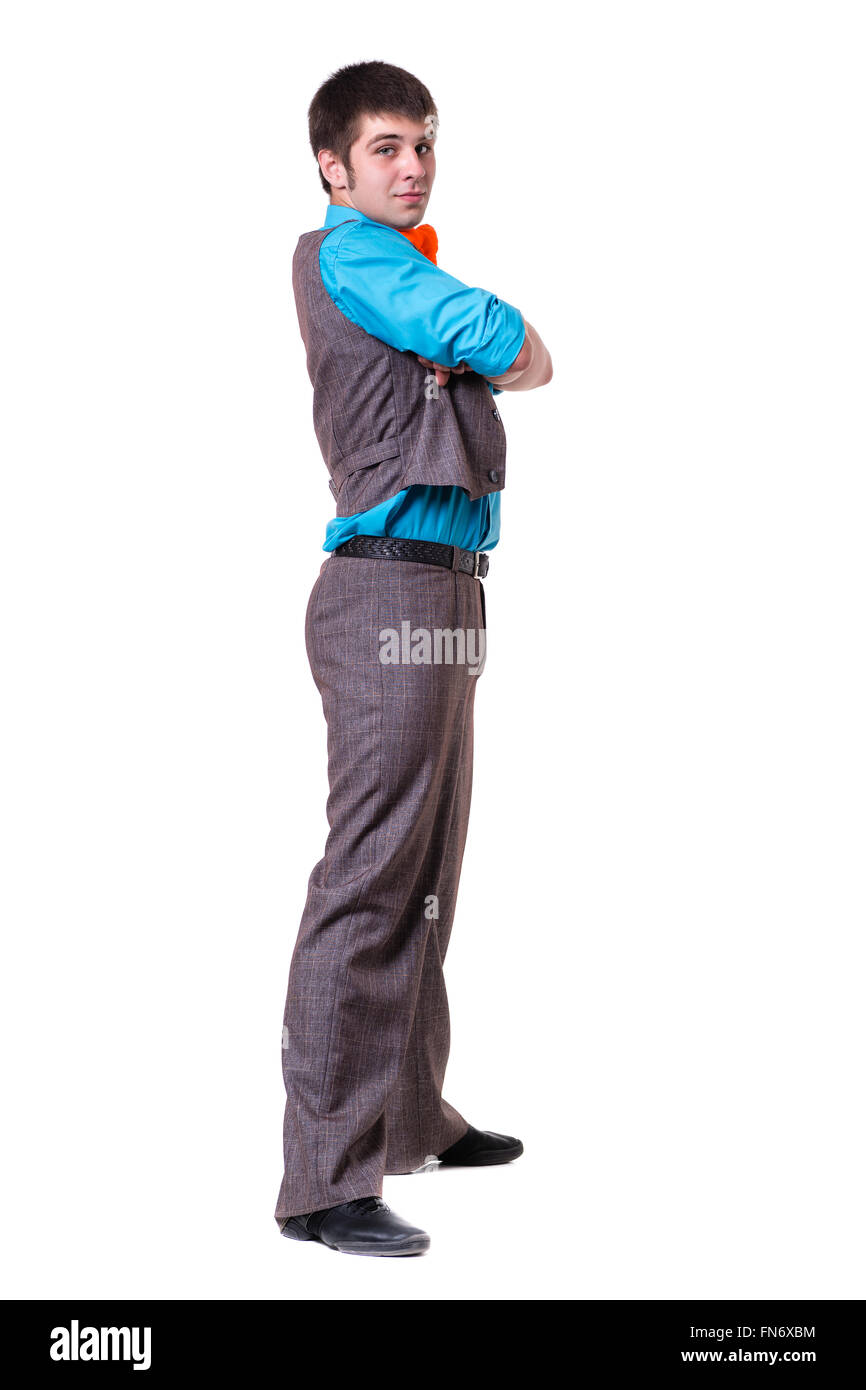 Disco dancer showing some movements against isolated white Stock Photo ...