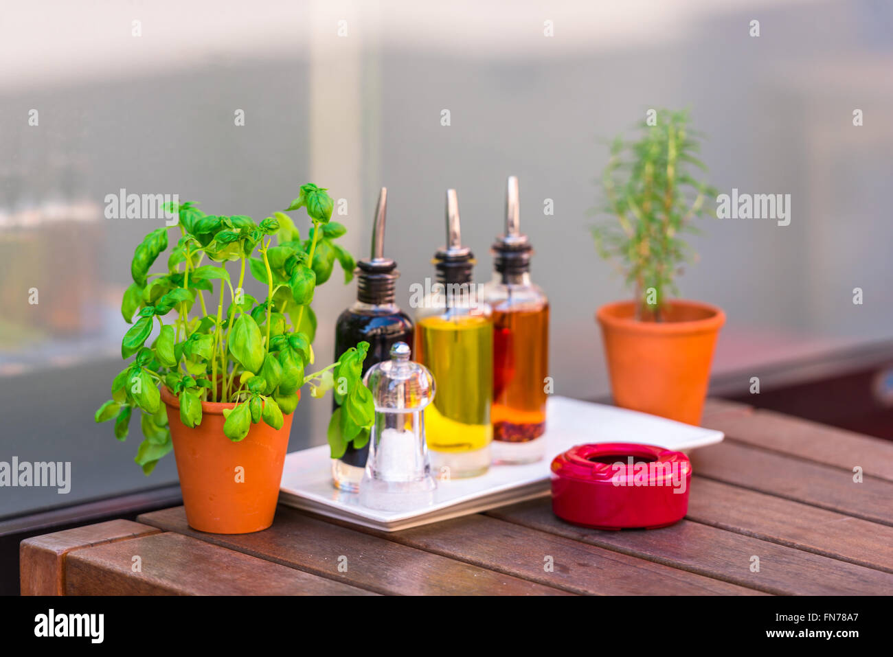 Condiments on restaurant table hi-res stock photography and images - Alamy