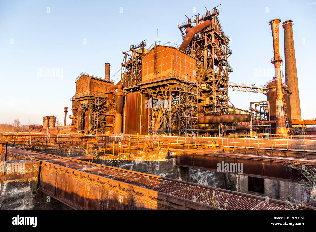 Landscape park Duisburg Nord, a former steel works, today an industrial ...