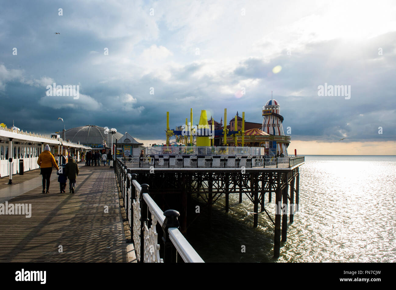Brighton Pier looking towards the famous funfair and Rollercoaster at ...