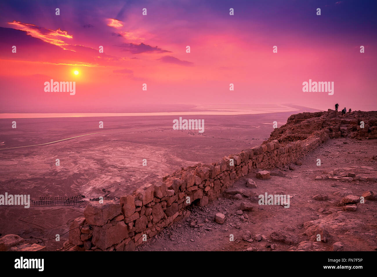 Beautiful sunrise over Masada fortress. Ruins of King Herod's palace in ...