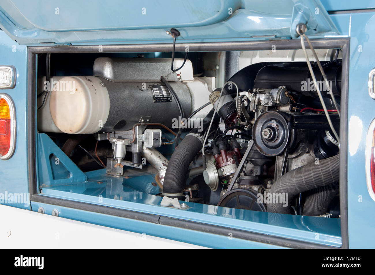 Blue VW Type 2 Bay Window bus on Swedish number plates Stock Photo - Alamy