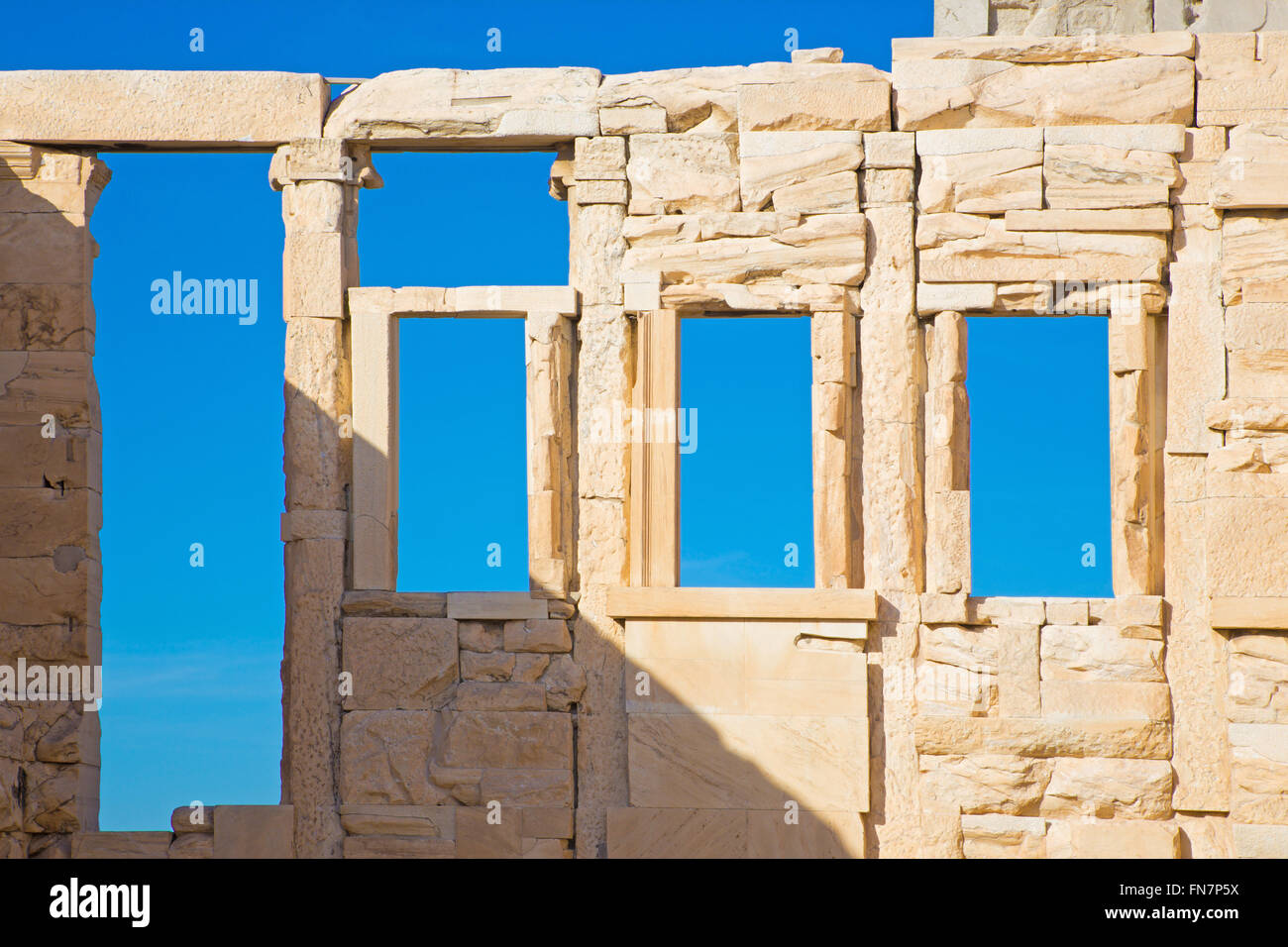 Athens - The detail of walls with the windows of Erechtheion on ...