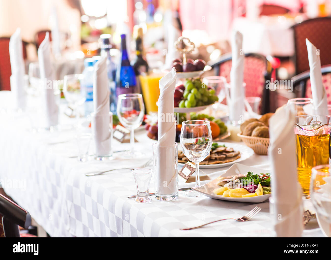 Serving table prepared for event party or wedding Stock Photo - Alamy