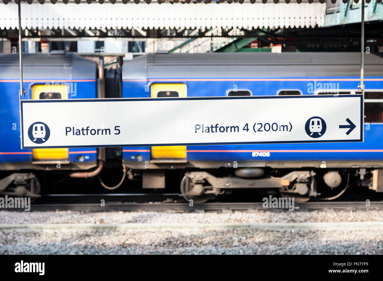 Platform sign on Nottingham Railway Station giving directions to other ...