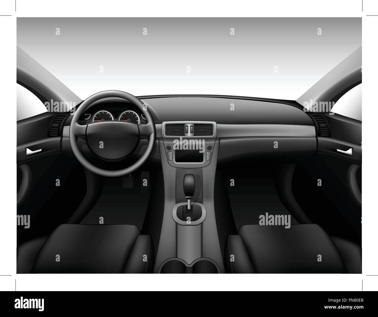 Dashboard - car interior, made with gradient mesh Stock Vector Image ...