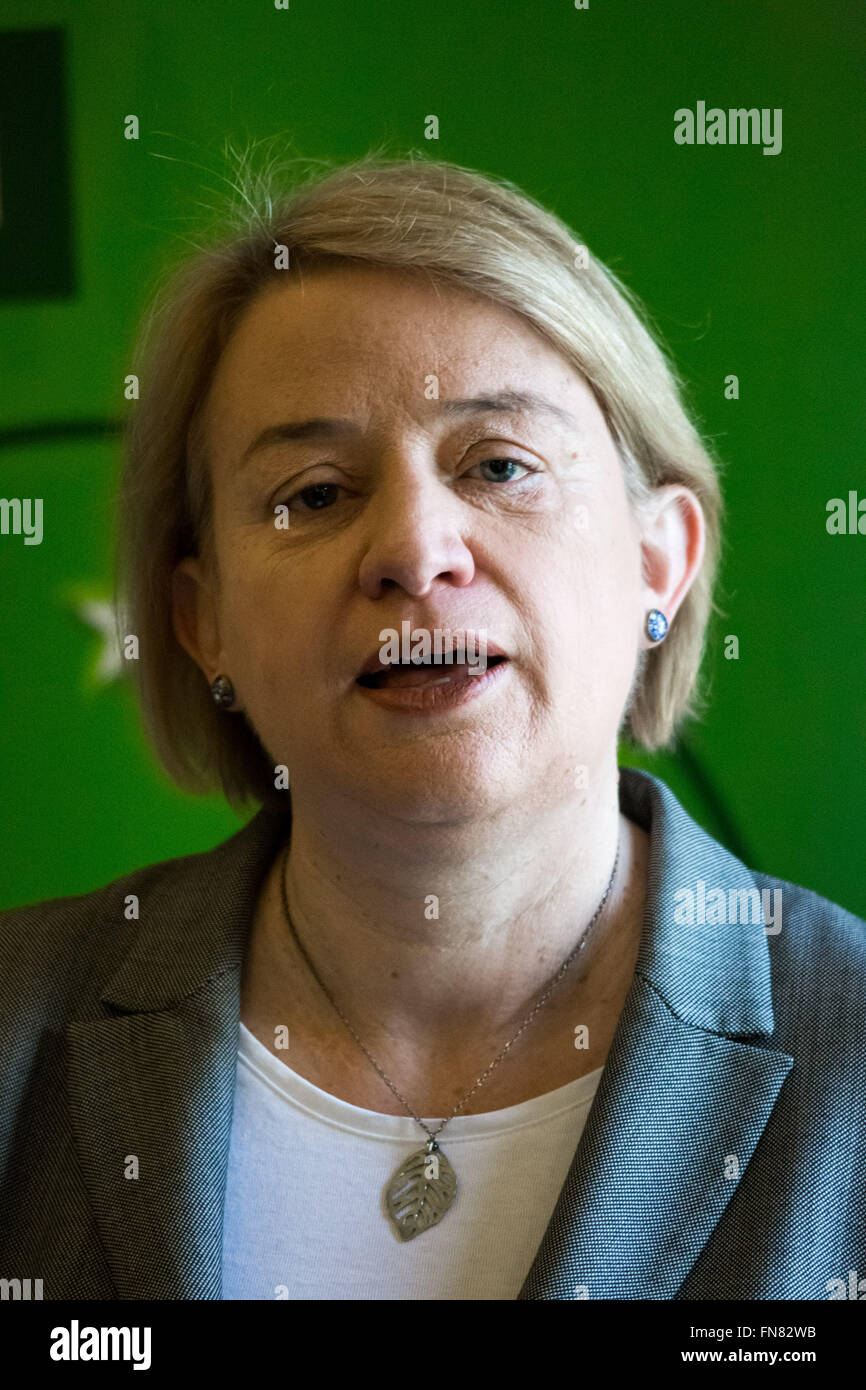 London, UK. 14th March, 2016. Natalie Bennett (pictured) leader of the ...