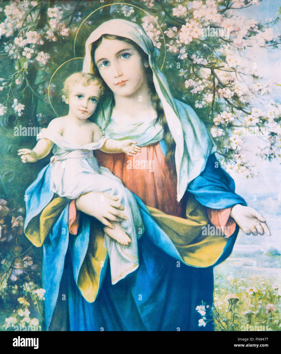 SEBECHLEBY, SLOVAKIA - FEBRUARY 27, 2016: Madonna with the child in the ...
