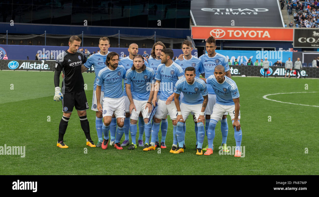 New York, NY USA - March 13, 2016: Team of New York City FC poses ...