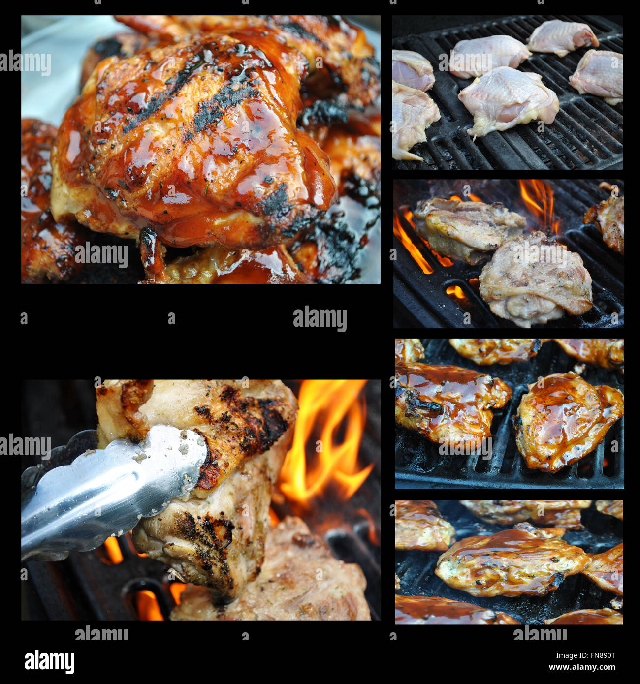 Collage of Barbecuing Chicken Stock Photo - Alamy
