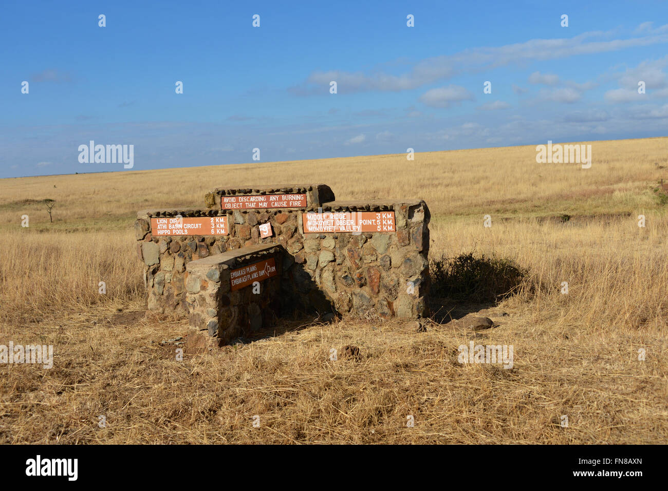 AFRICA: KENYA: A brick signpost in Nairobi National Park Stock Photo ...