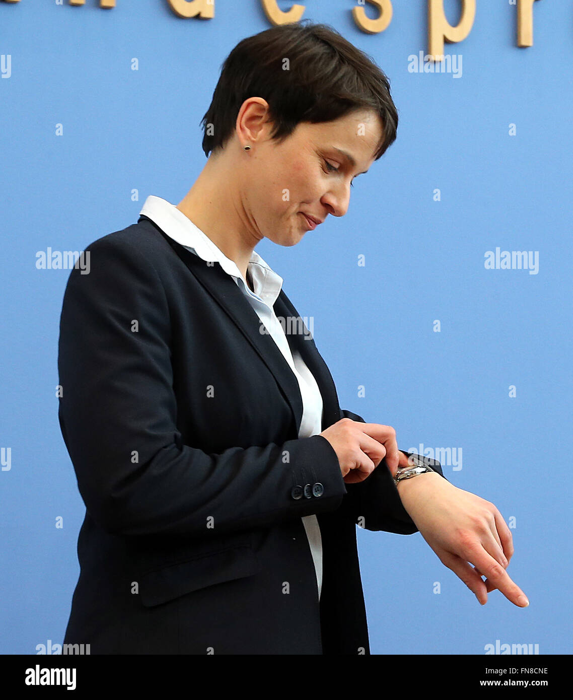 Berlin, Germany. 14th Mar, 2016. The chairwoman of the Alternative for ...