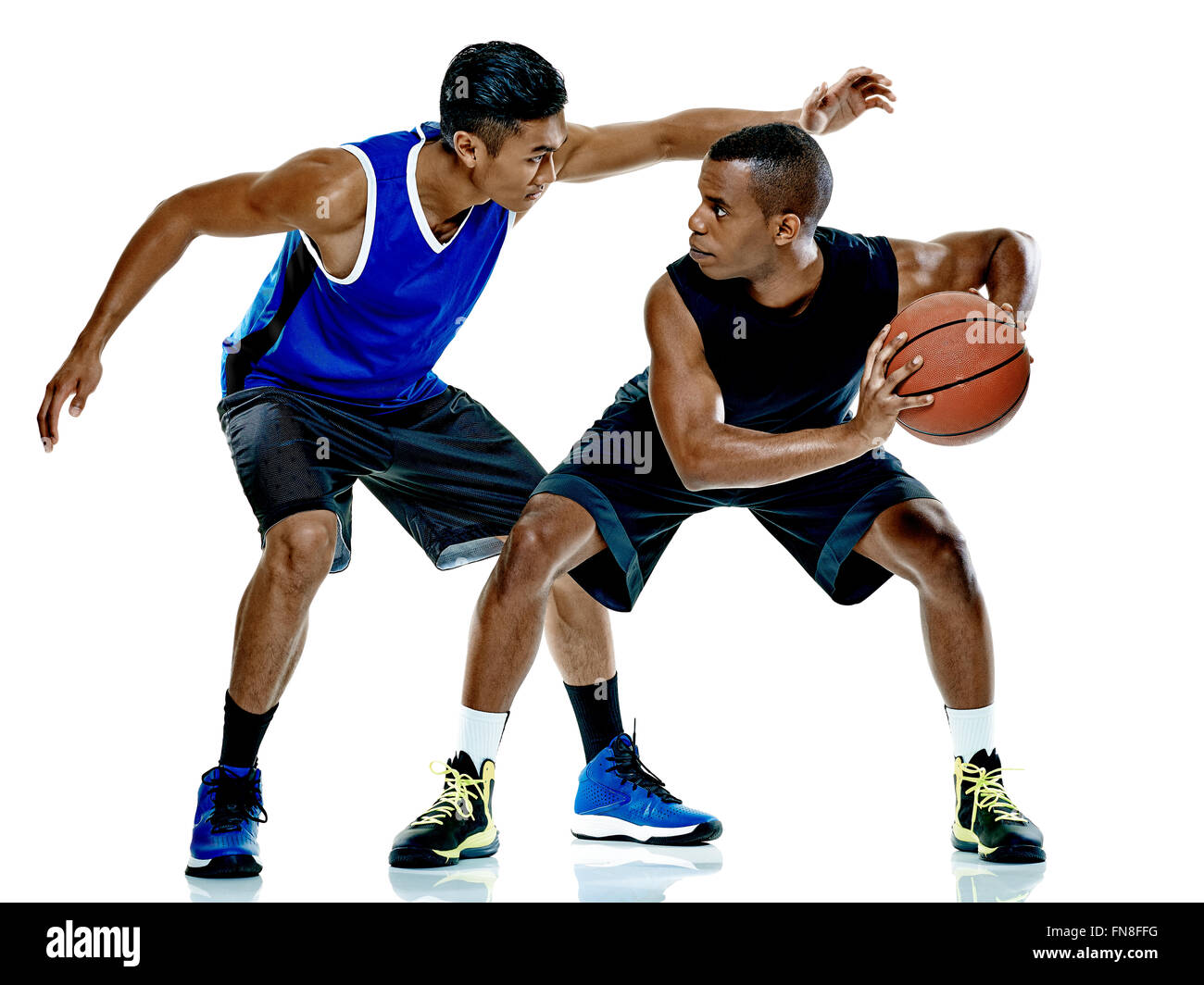 two basketball players men Isolated on white background Stock Photo - Alamy