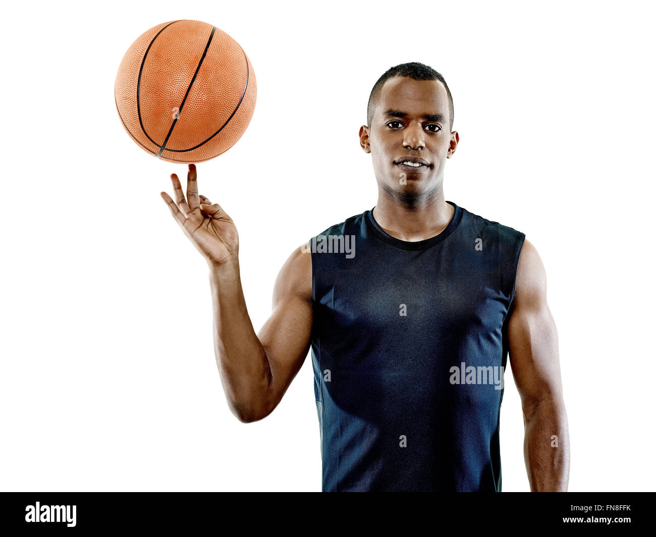 one basketball player man Isolated on white background Stock Photo - Alamy