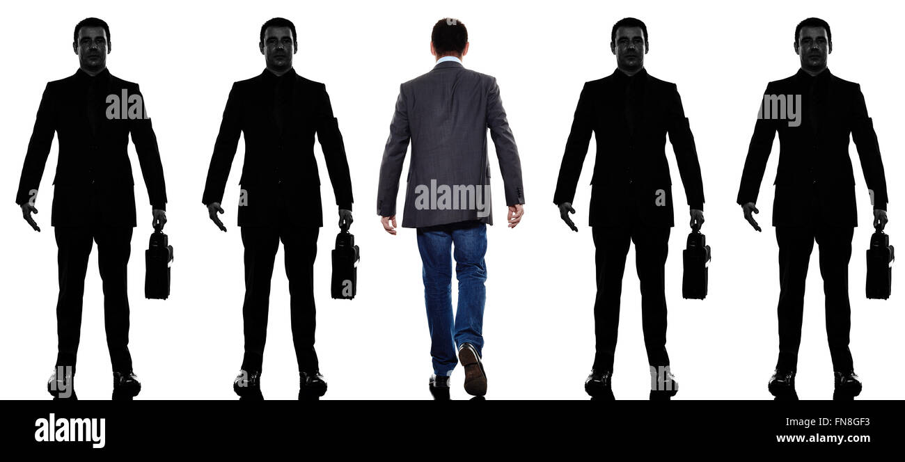 business man people standing in a row in silhouette shadow withe ...