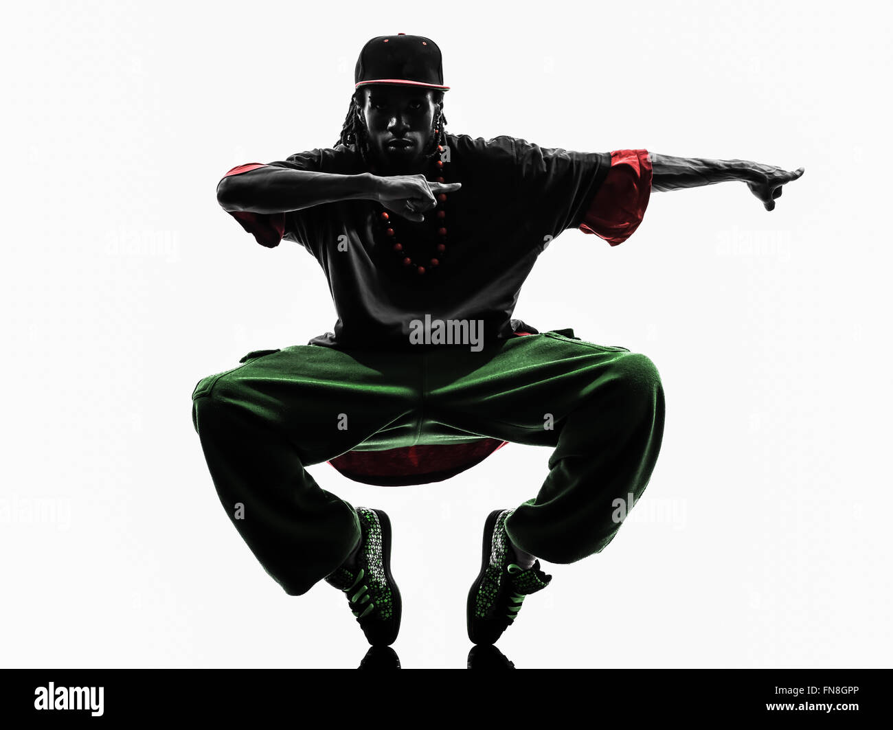 one hip hop acrobatic break dancer breakdancing young man silhouette ...