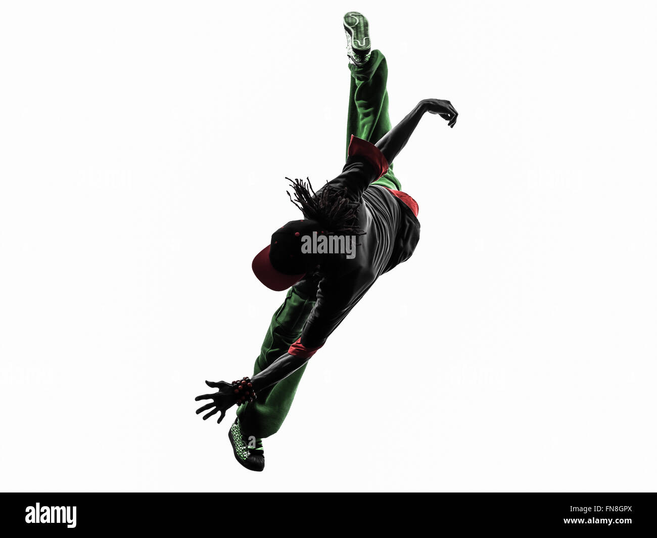 one hip hop acrobatic break dancer breakdancing young man jumping ...