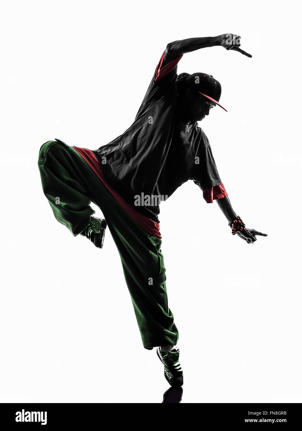 one hip hop acrobatic break dancer breakdancing young man silhouette ...