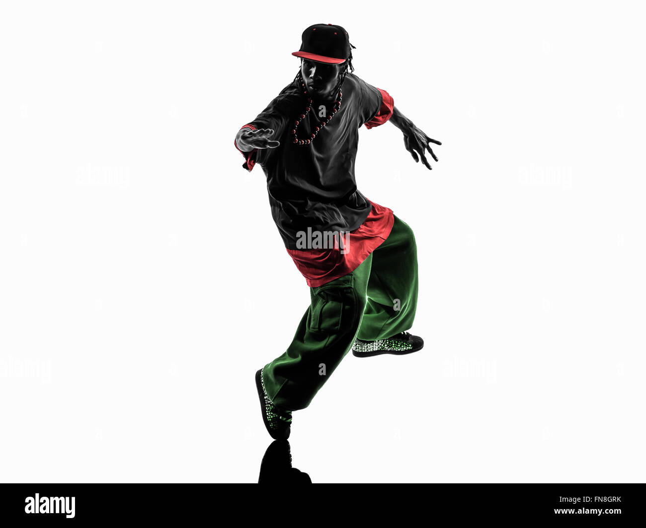 one hip hop acrobatic break dancer breakdancing young man silhouette ...
