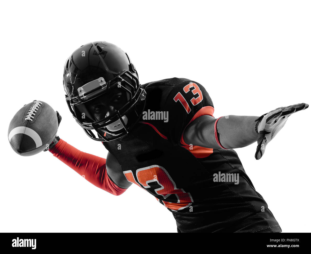 one american football player quarterback passing portrait in silhouette ...