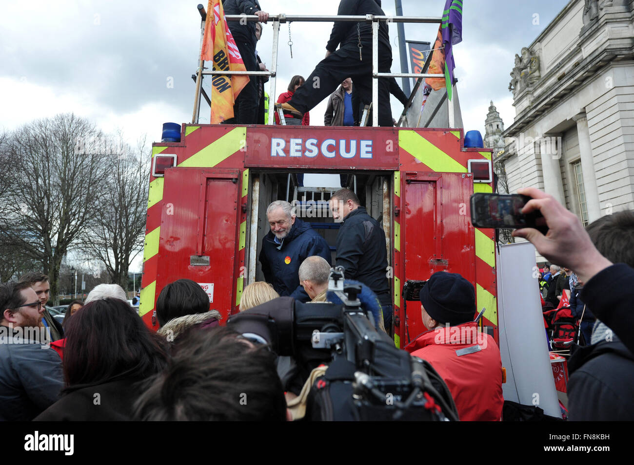 Trade Union Bill Protest, outside the National Museum of Wales, Cardiff ...