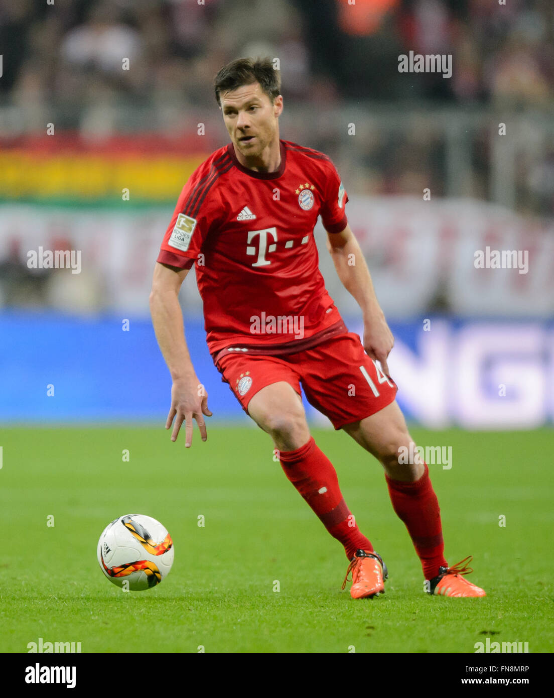 Munich, Germany. 12th Mar, 2016. Munich's Xabi Alonso in action during ...