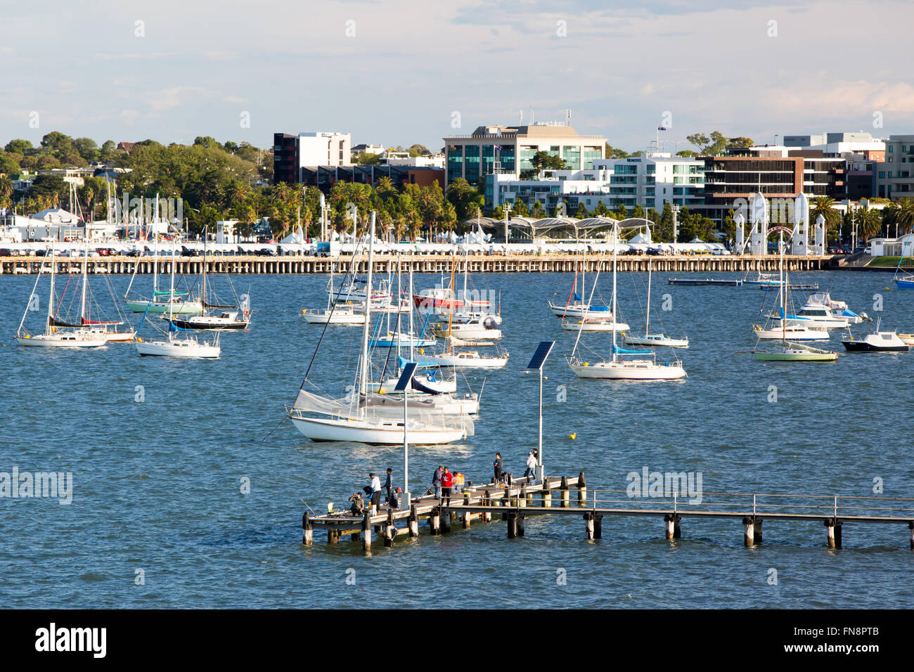 Cunningham Pier and Geelong waterfront on a warm summer's evening in ...