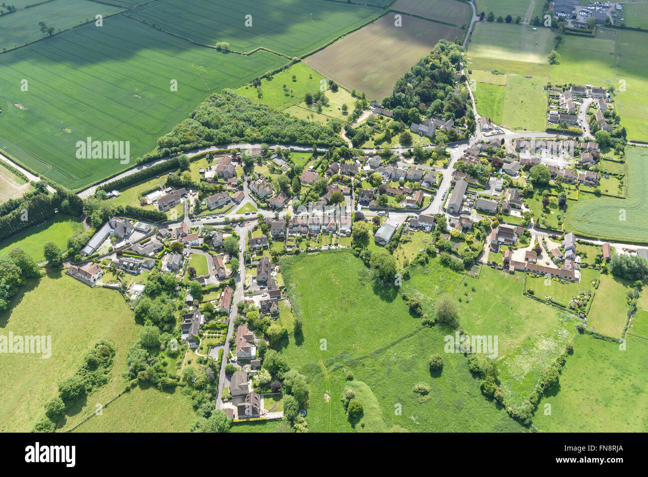 An aerial view of the Somerset village of Marksbury and surrounding ...