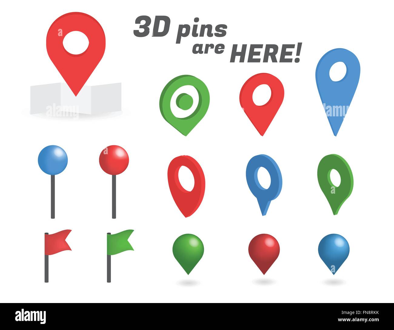Navigation pins 3d isometric collection Stock Vector Image & Art - Alamy