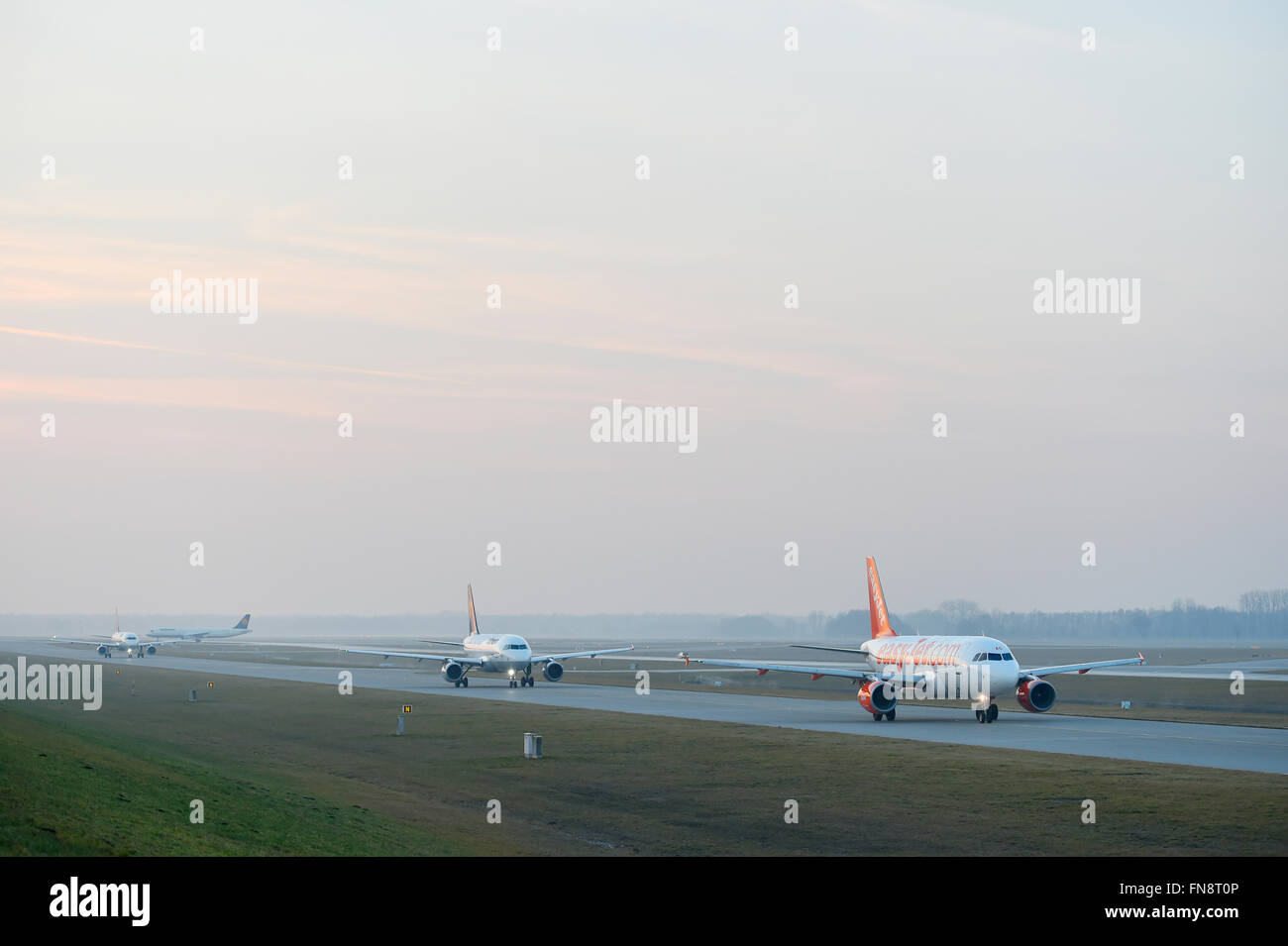 aircraft, roll in, roll out, take of, off, fog, line up, taxiway ...