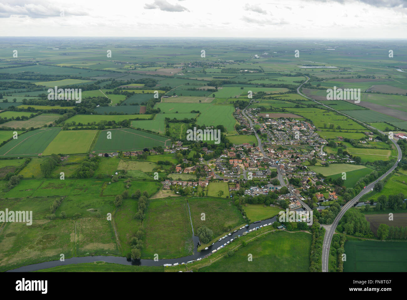 An aerial view of the Norfolk village of Hilgay Stock Photo - Alamy