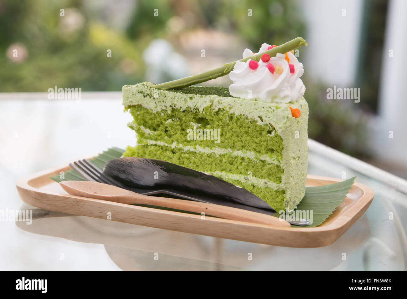 Green tea cake Stock Photo - Alamy