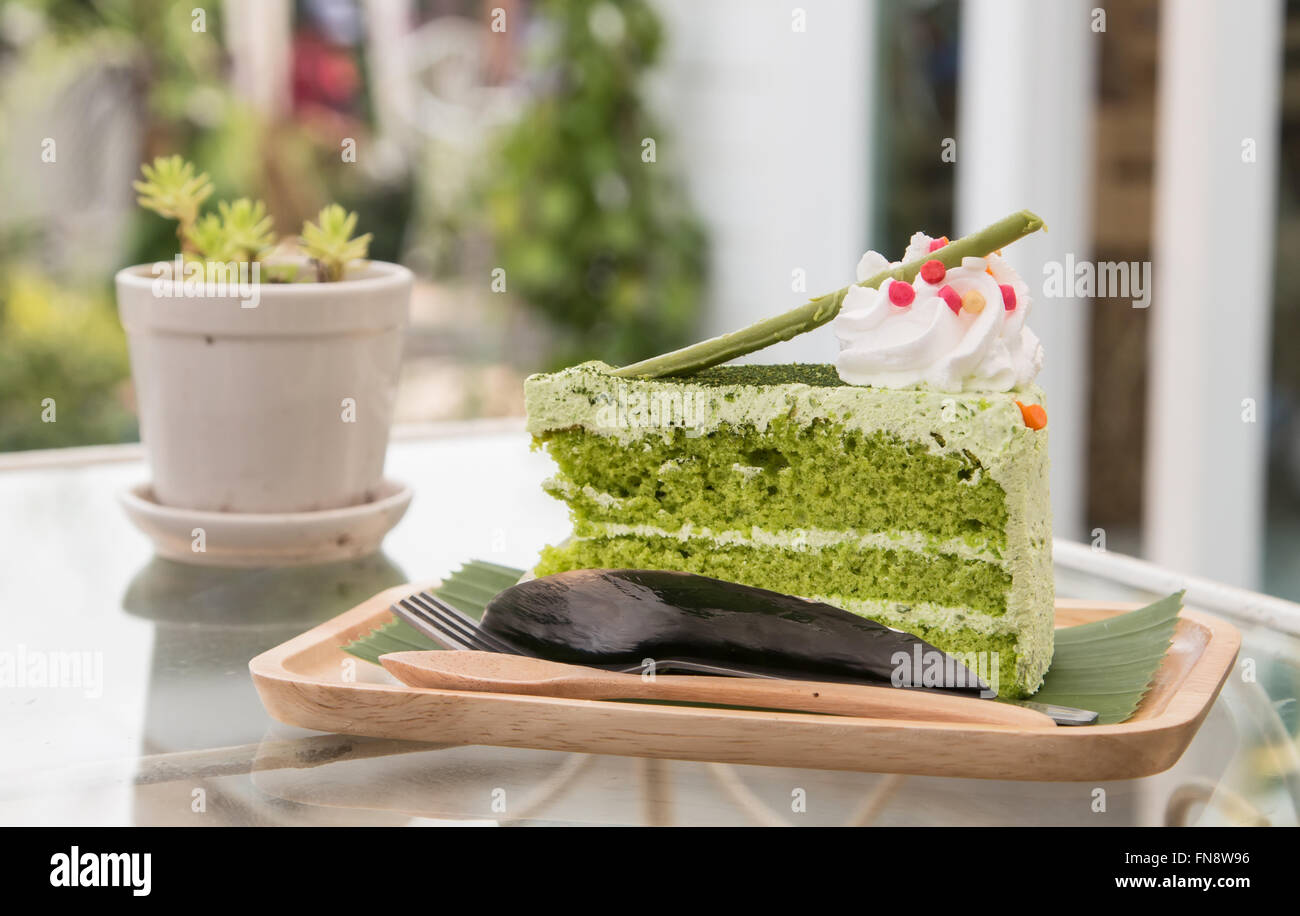 Green tea cake Stock Photo - Alamy