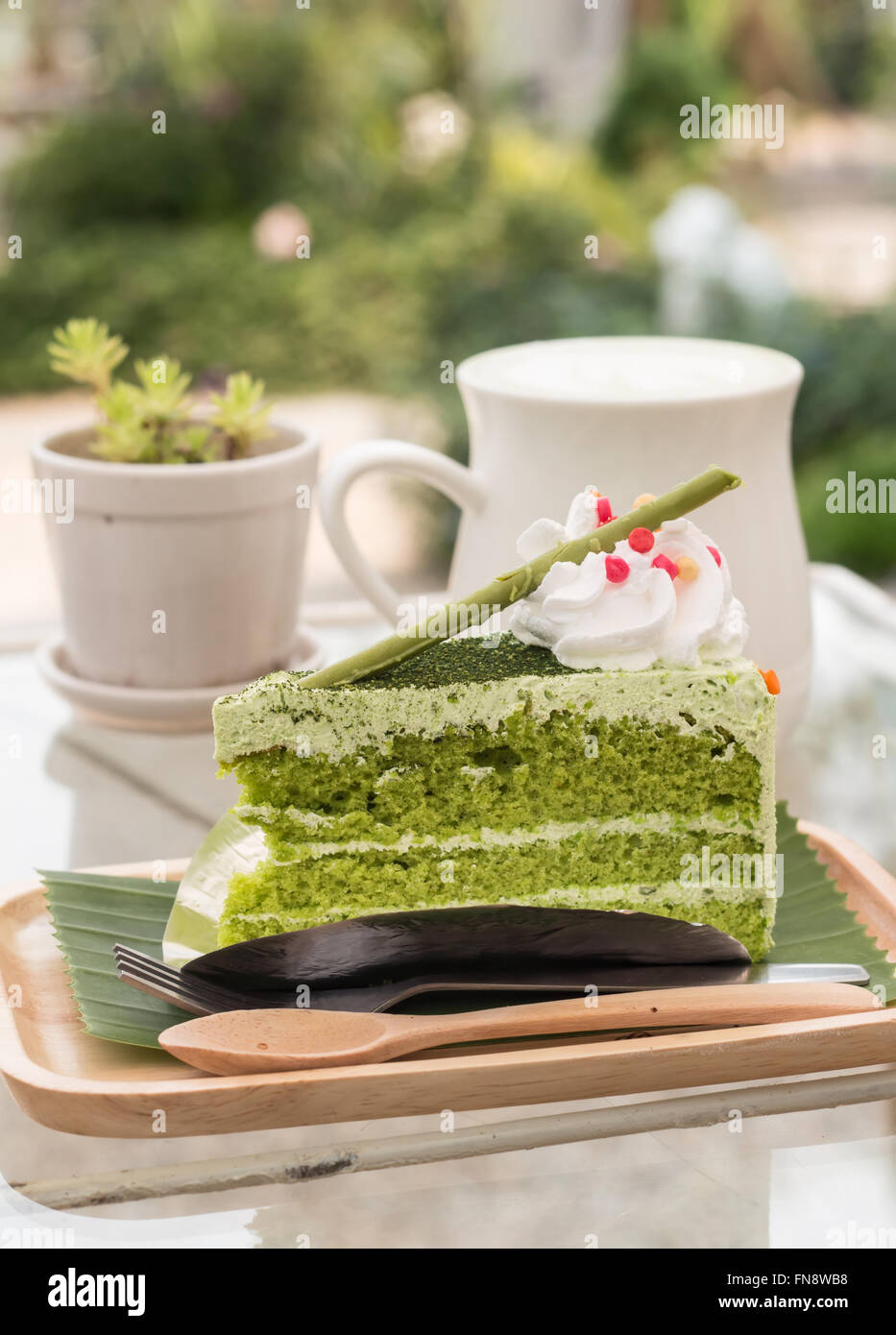 Green tea cake Stock Photo - Alamy