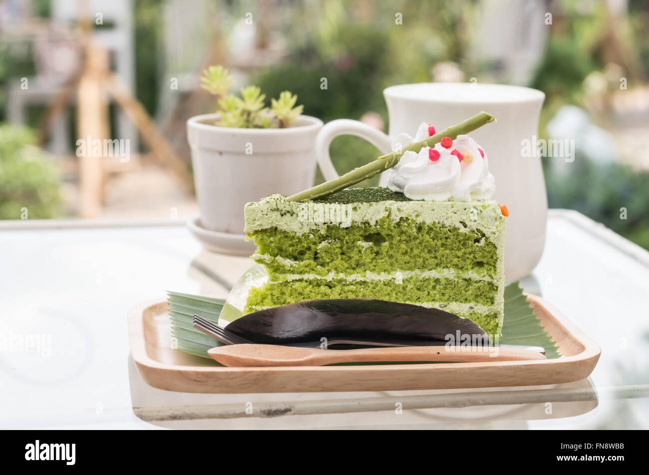 Green tea cake Stock Photo - Alamy