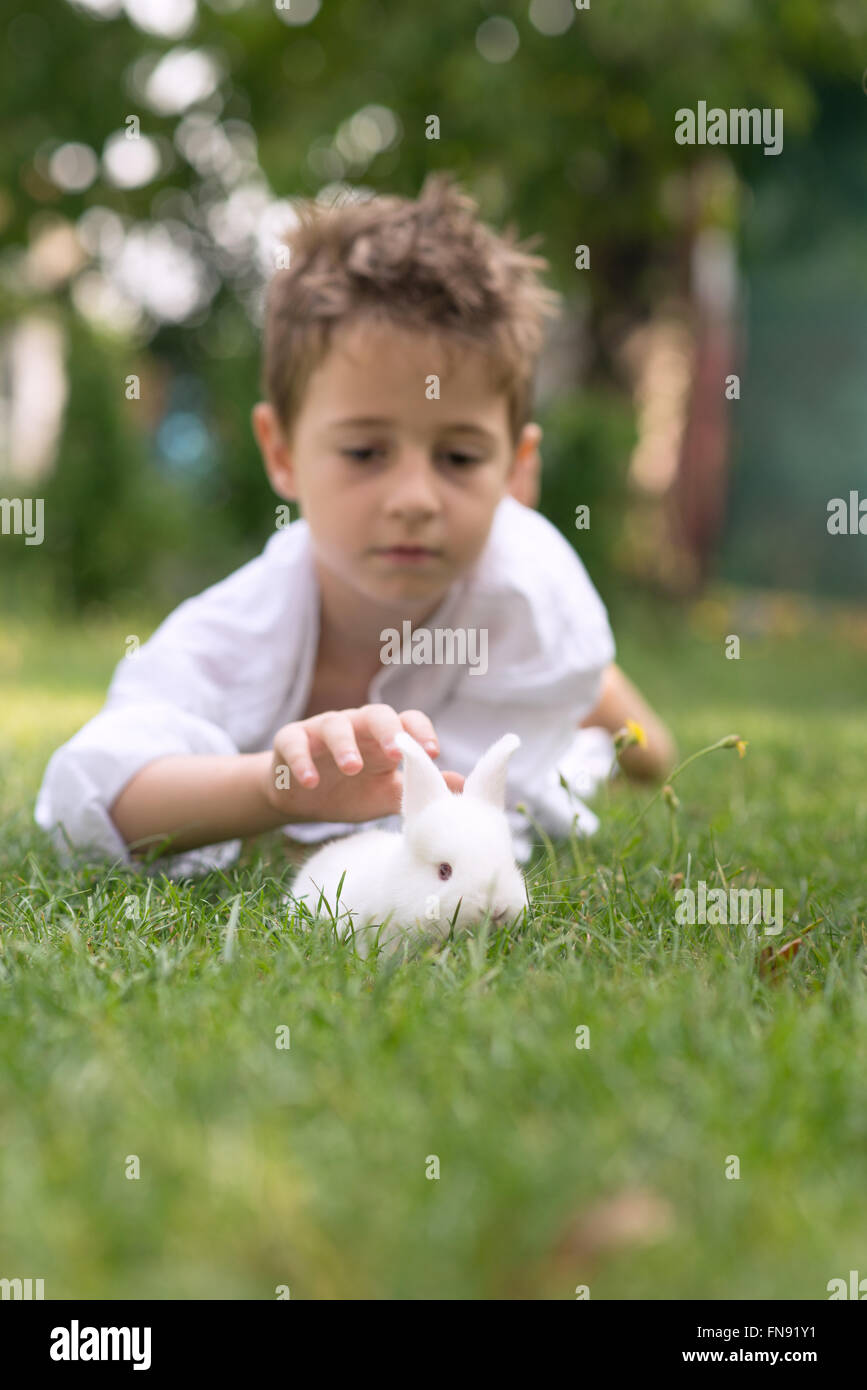 Boy with rabbit hi-res stock photography and images - Alamy