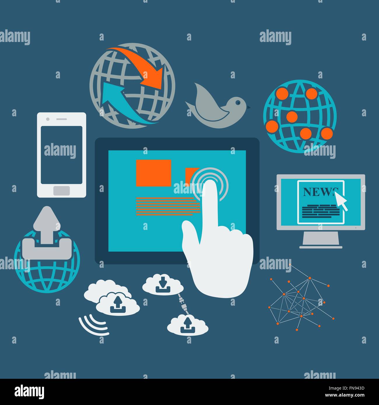 Global communication flat design theme. Vector illustration Stock ...