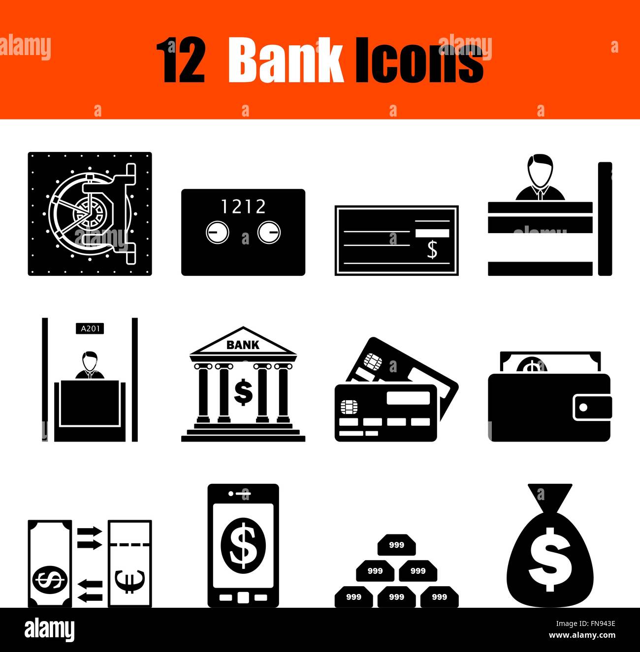 Set of twelve bank icons. Vector illustration Stock Vector Image & Art ...
