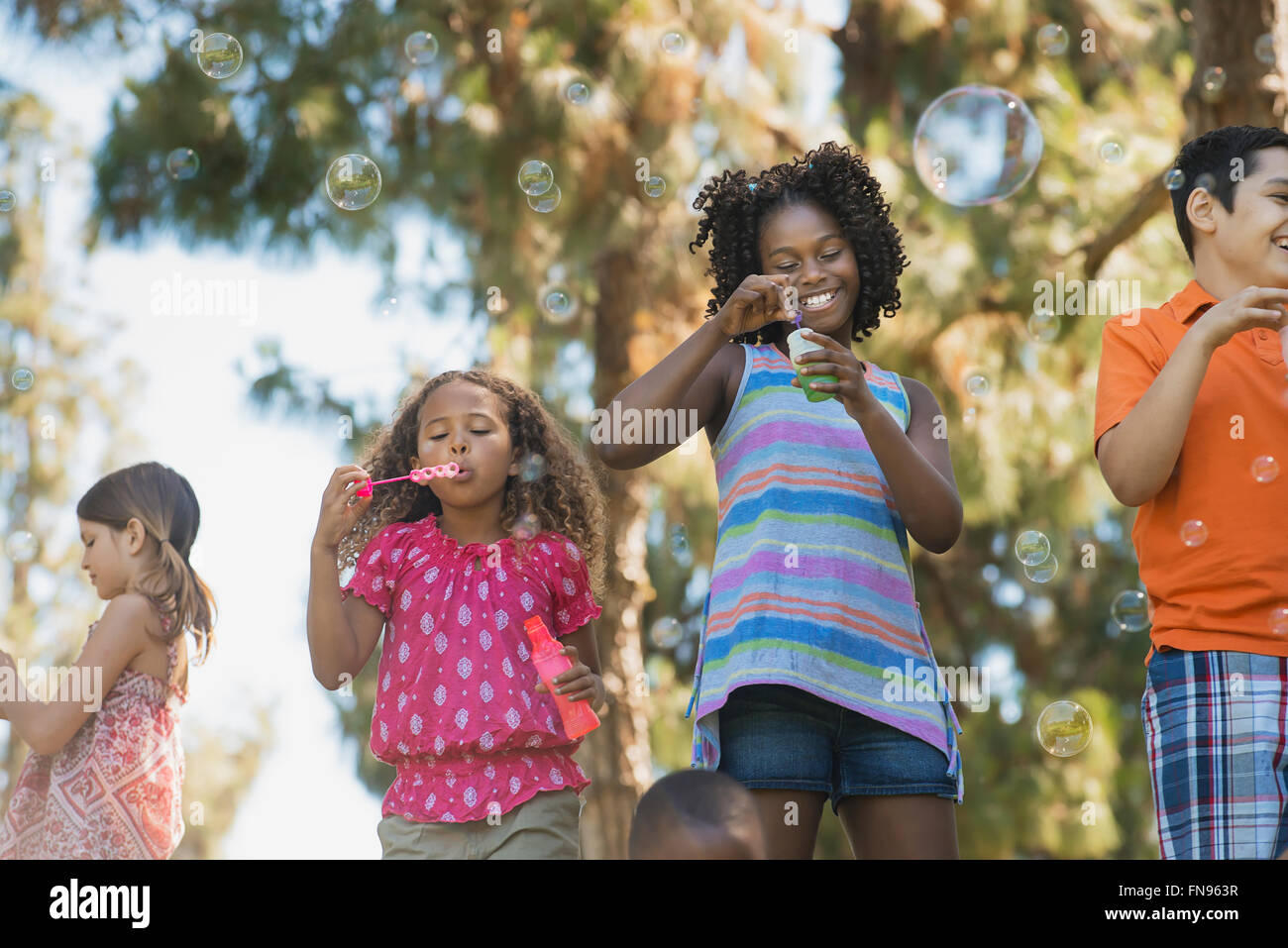 Children playing outdoors in summer Stock Photo - Alamy