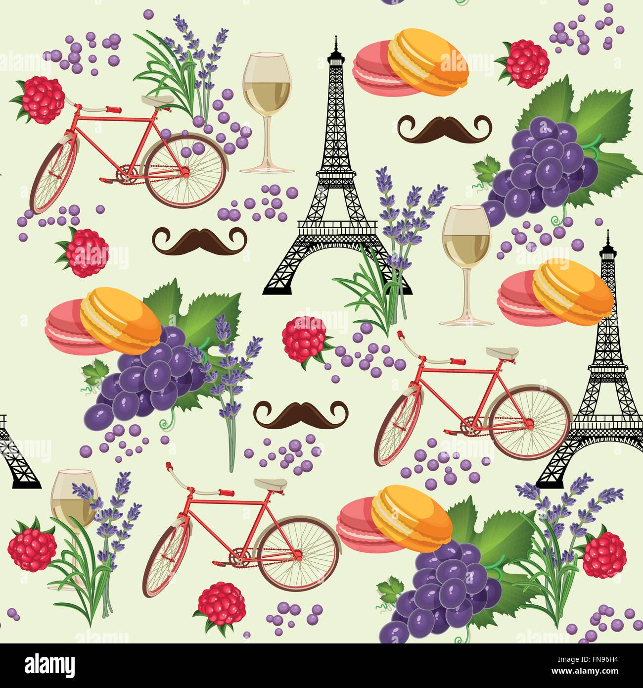 Seamless pattern in french style with food. Background for menu Stock ...