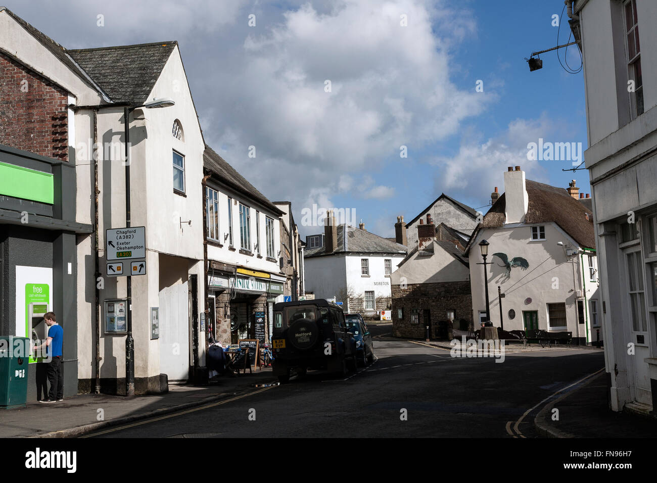 Moretonhampstead high street, a town and parish in Devon, lying on the ...