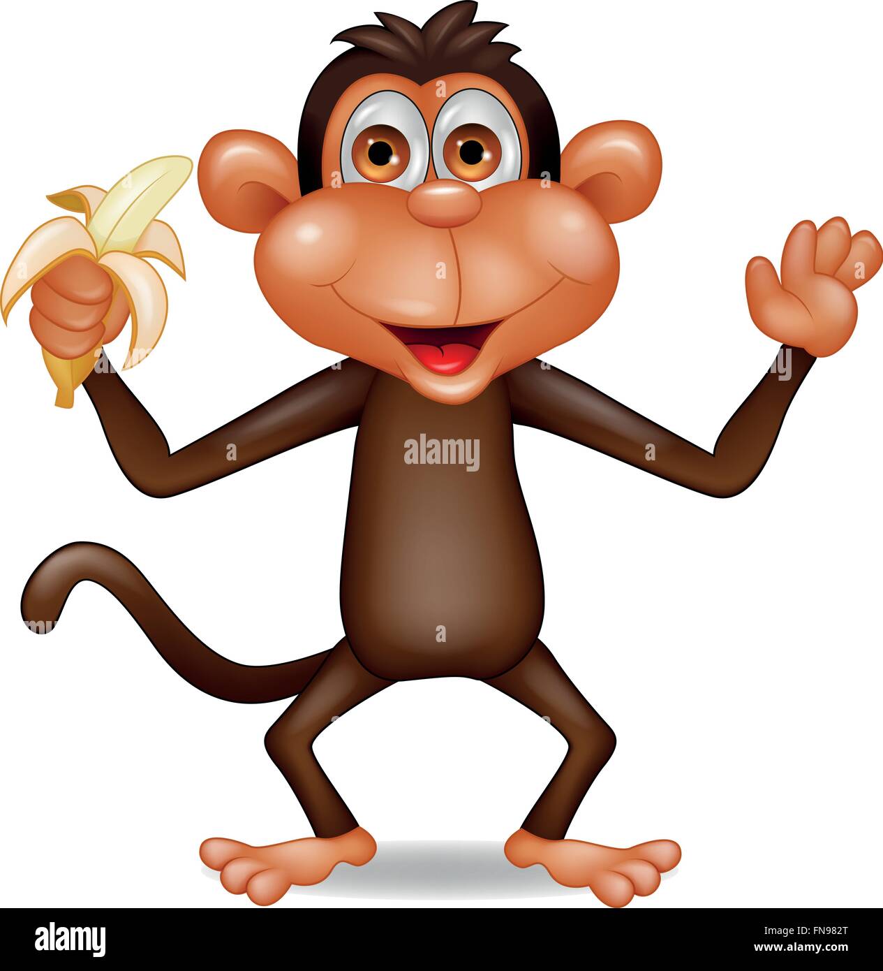 Cute monkey cartoon eating banana hi-res stock photography and images ...