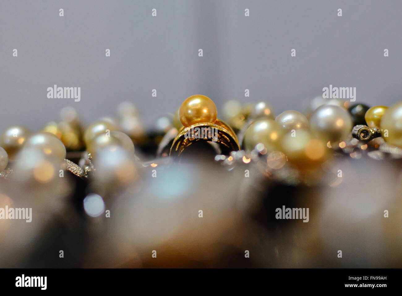 Close-up of pearl rings Stock Photo - Alamy