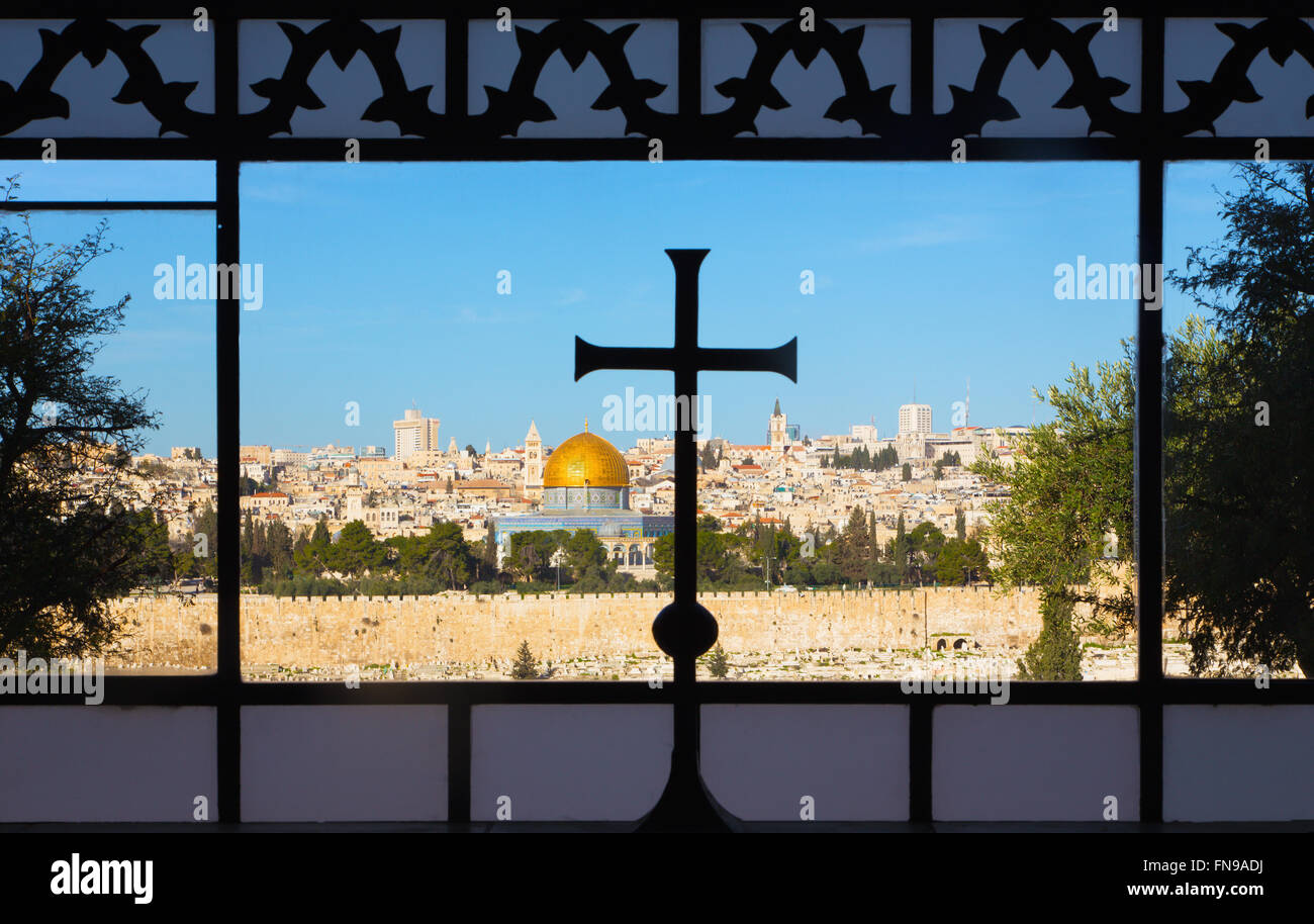 JERUSALEM, ISRAEL - MARCH 3, 2015: Outlook from the window of Dominus ...