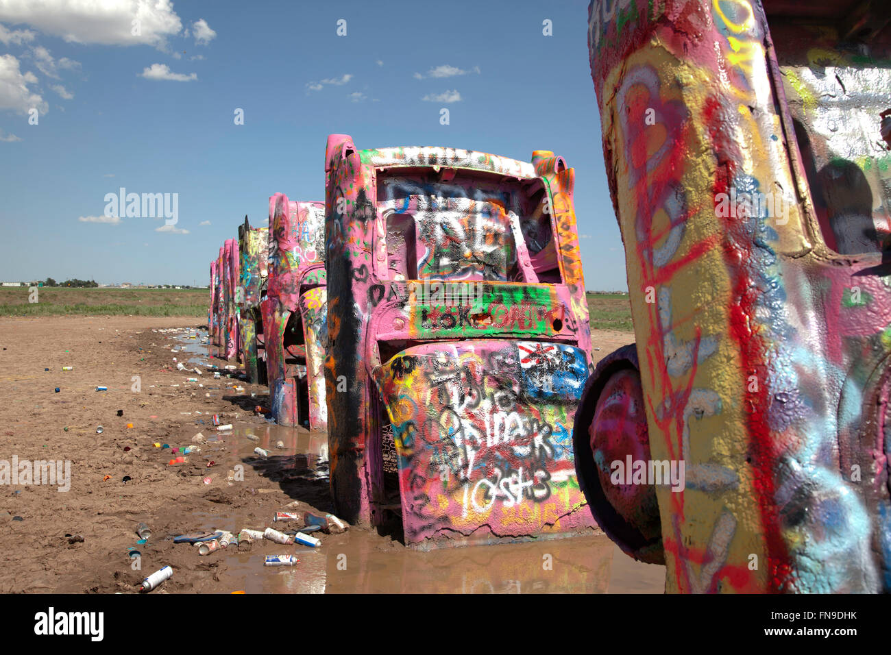 Cars at Cadillac Ranch in Amarillo, Texas on July 13, 2015 Stock Photo ...